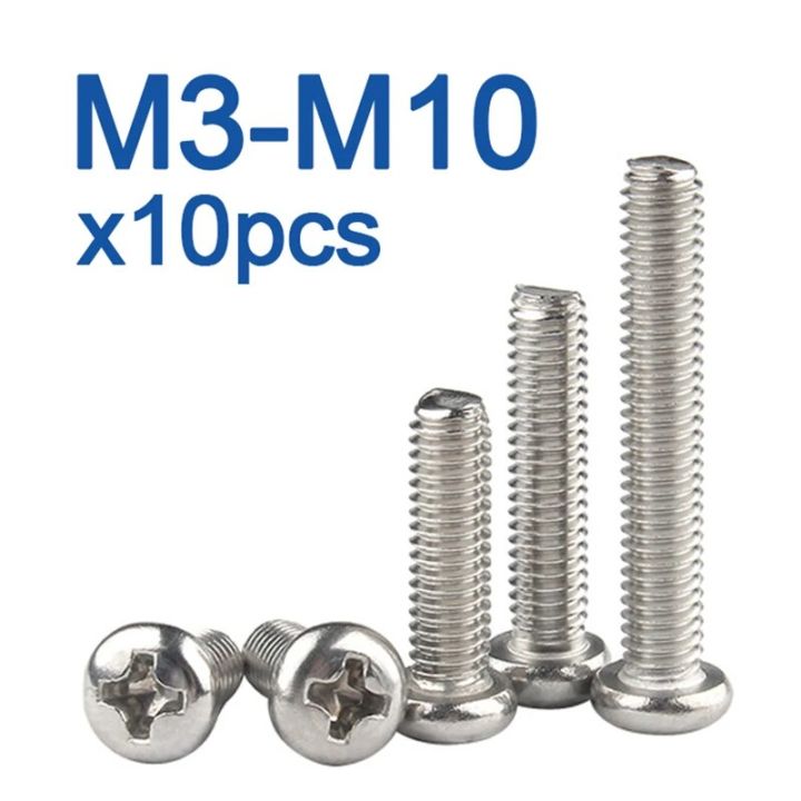 Inspection Tools10PCS/LOT Cross Recessed PM Pan Round Head Screws M3 M3.5 M4 M5 M6 M8 M10 A2-70 ...