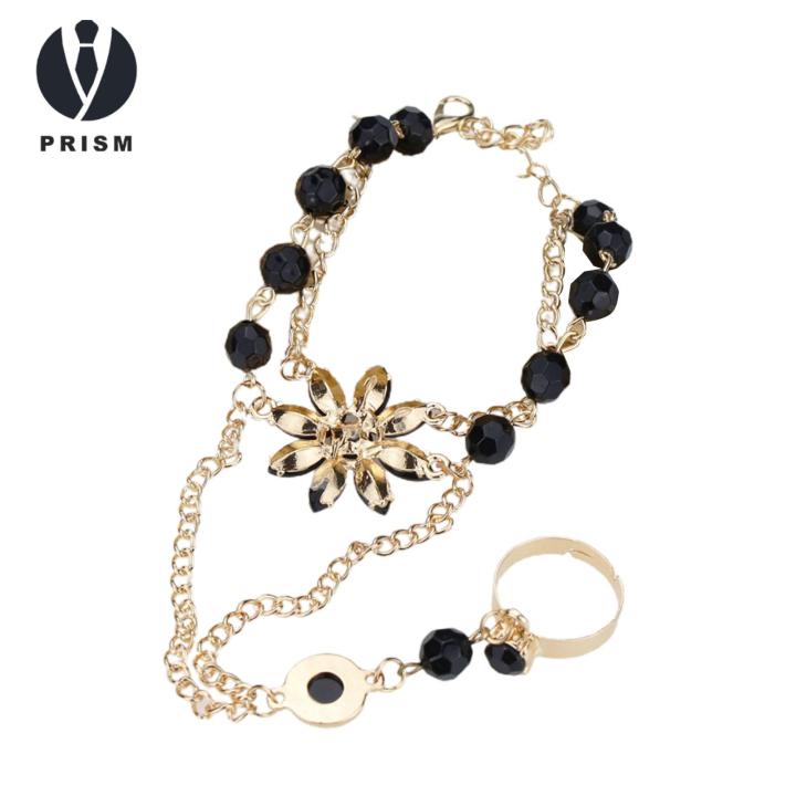 Prism Hand Harness Bracelet Flower Shape Luxury Women Ring Hand Chain ...