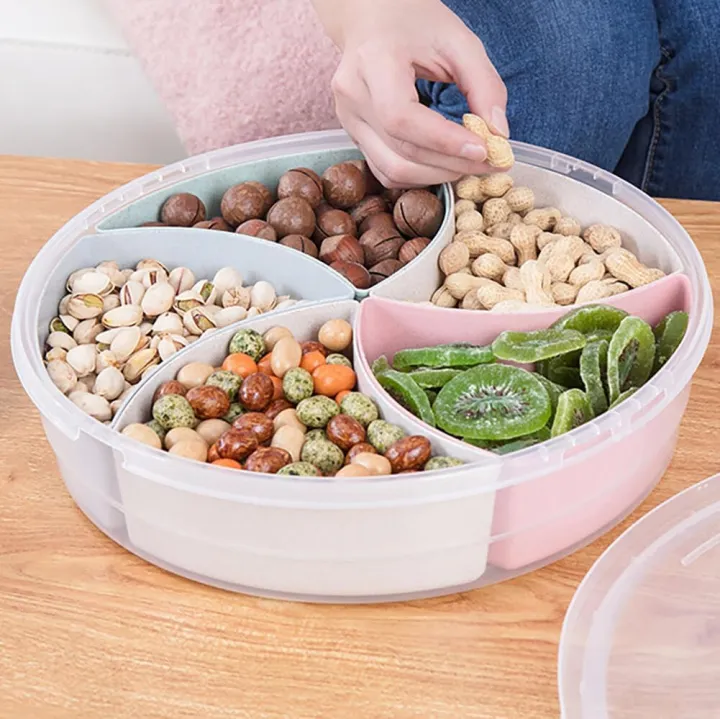 Snack Storage Box with 5 Compartments Candy Box Snack Serving Tray ...