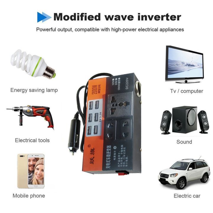 Car Solar Inverter 2000w Peak Power Multifunctional Automotive Dc 12v ...