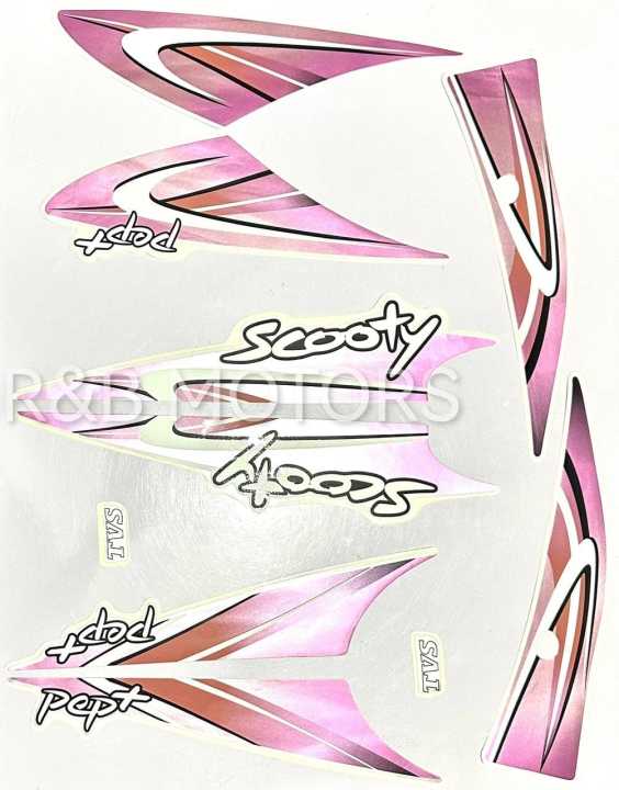 Tvs Scooti Pep+ White Pink Bike Full Sticker Kit | Daraz.lk