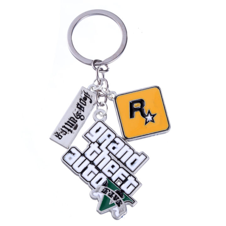 Hot Game Grand Theft Auto 5 Keychain Men Fans Letter Key Chain Grand ...