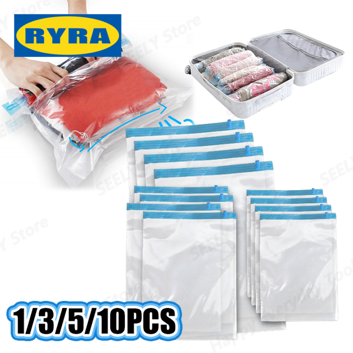 Clothes Compression Storage Bags Hand Rolling Clothing Vacuum Bag ...