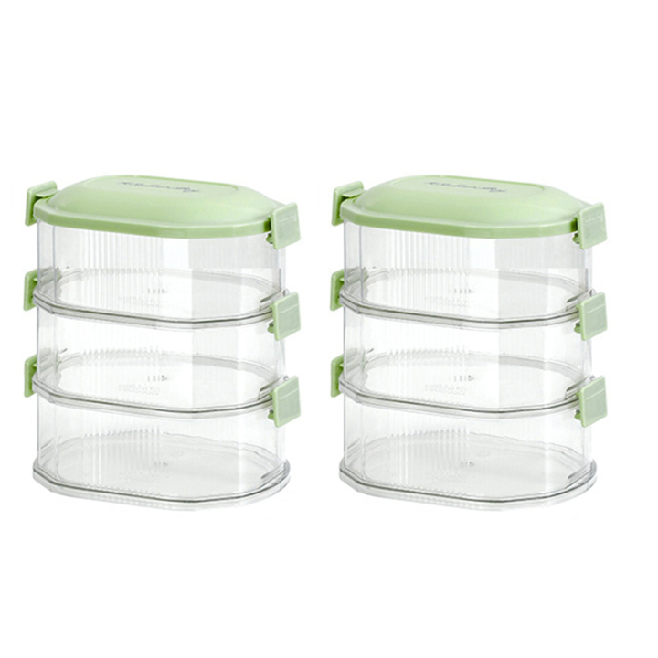 2X 3 Layer Food Storage Containers with Lid Plastic Removable Stackable ...