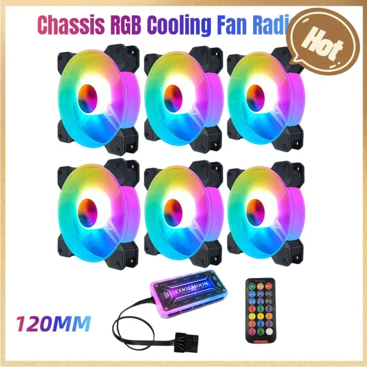 COOLMOON 120mm Chassis RGB Cooling Fan Computer Small 6PIN Adjustable ...