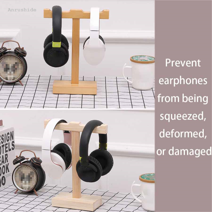 NEW Anrushide Solid Wood Headphone Stand, Headphone Headset Hanger ...