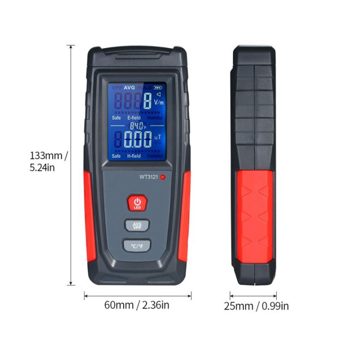 EMF Meter USB Rechargeable, Radiation Detector for Electromagnetic ...