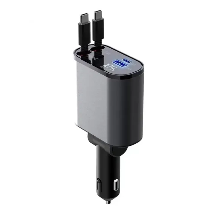 4-In-1 Fast Charger with Dual Type-C Cables and 2 Charging Ports with ...