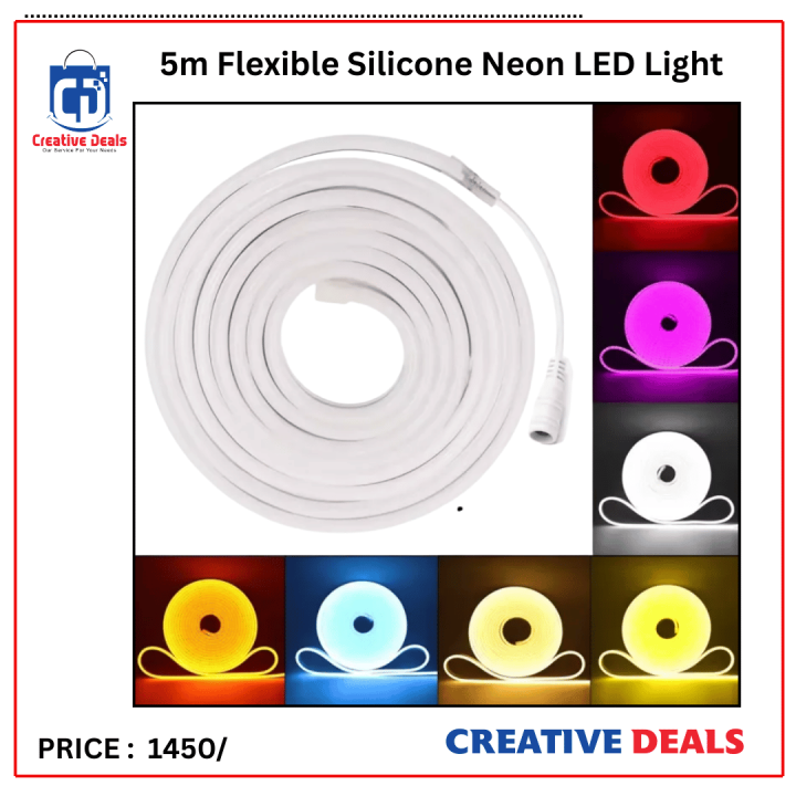 5m Flexible Silicone Neon LED Light Strip Set, 2835, Low Voltage, 12V ...