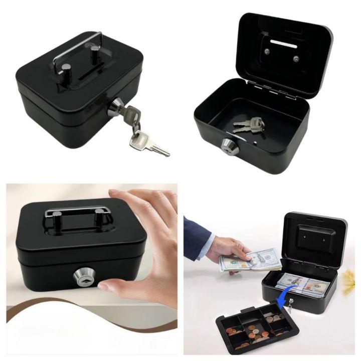Creative Mini Lockable Cash Box Metal Sturdy Construction Lock Box with ...