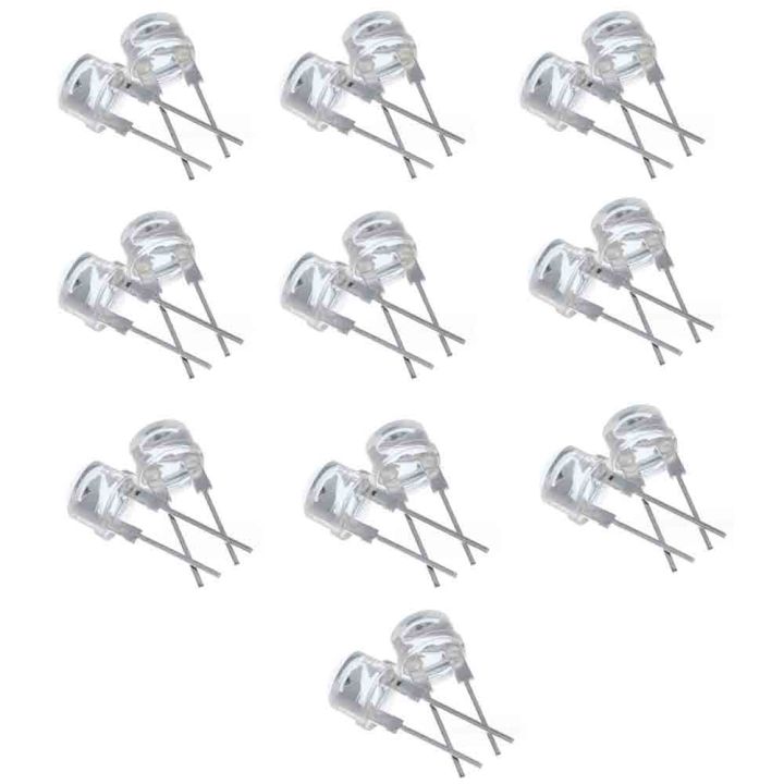 20PCS F8 8mm Straw Hat LED Emitting Diode Micro Indicator White Red ...