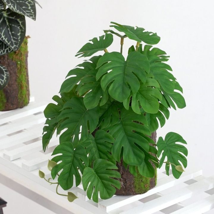 23 Leaves Artificial Green Leaves Tropical Real Touch Silk Turtle Back ...