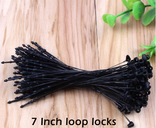7 Inch 1000pcs Transparent Black Loop Locks Plastic Snap Lock Pins Tag ...