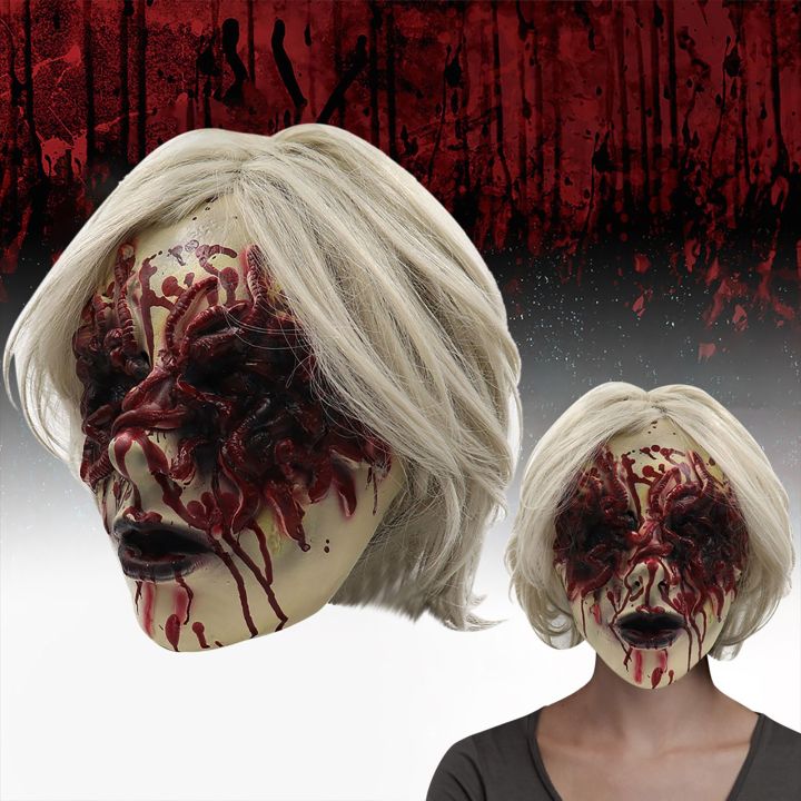 Scary Mask Creepy Bloody Monster Devil Women Vampire Witch White Hair ...
