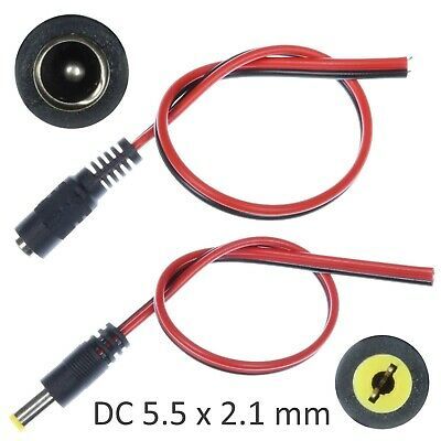 Male & Female DC Power Pigtail 2.1mm x 5.5mm Connectors for CCTV ...