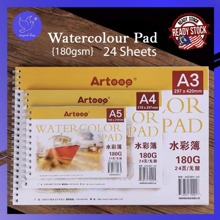 Tropical Blue Artoop Watercolour Pad A4 Size 180gsm Water Colour Block ...
