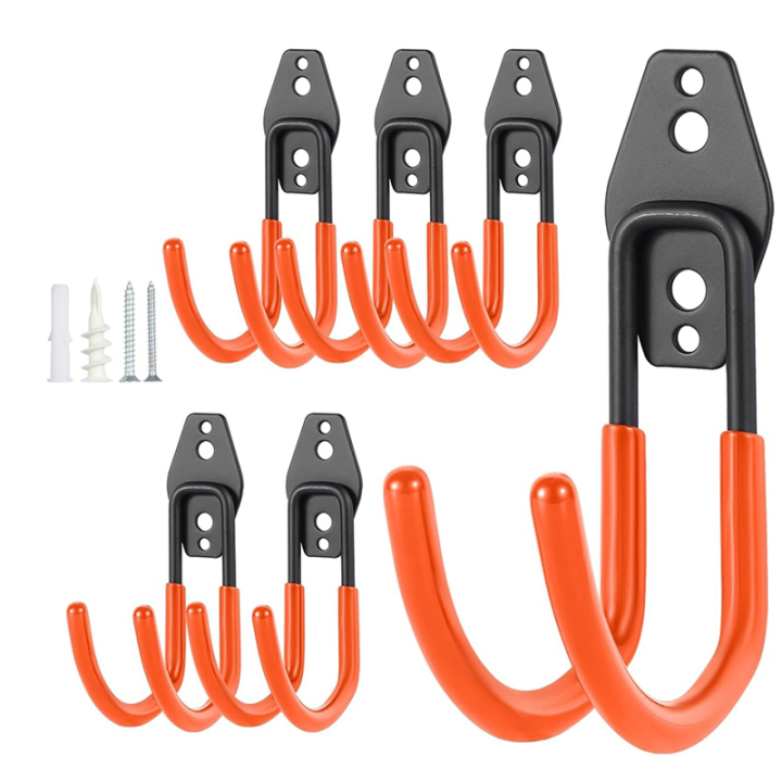 Garage Hooks Heavy Huty 6 Pack–Metal Wall Hooks with Screws,for Hanging ...