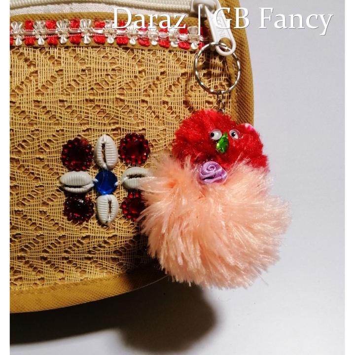 GB Fancy Cute Fluffy Pompom Key Chain Holder For Women Girls Handbags ...