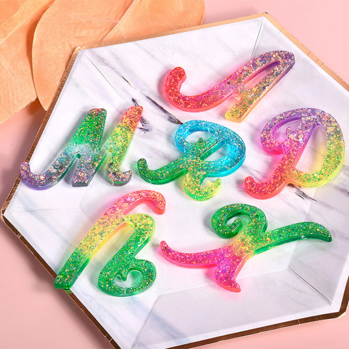 Resin Keychain Letter Molds with Hole Diy Crystal Resin Drop Glue ...