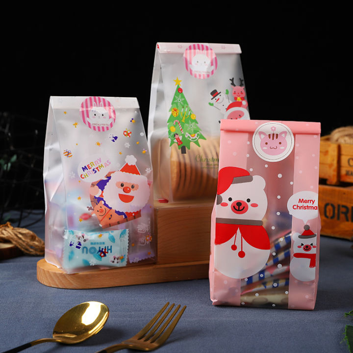 50pcs New Year Nougat Packaging Bags Xmas New Year Party Santa Elk ...