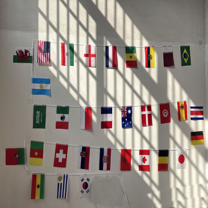 2022 Qatar World Cup String Flag Bunting 32 Countries Hanging Flags For ...