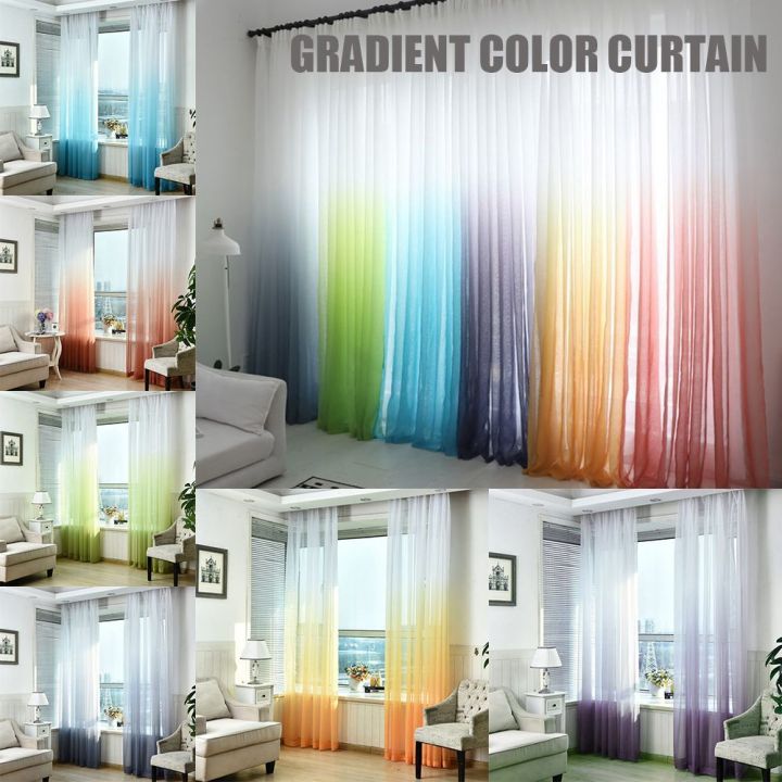 Polyester Window Treatments Gradient Color Single Panel Divider Sheer ...