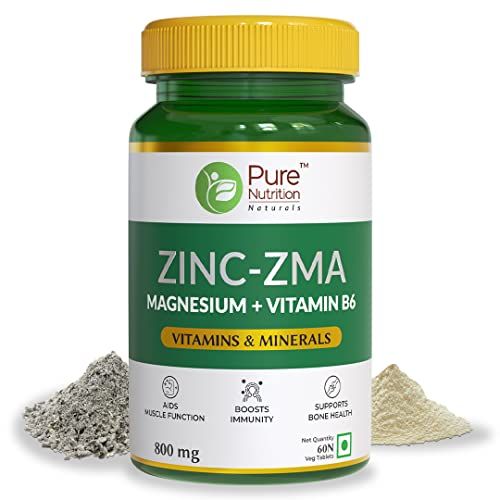 Pure Nutrition Zinc ZMA (Zinc Magnesium Aspartate & Vitamin B6) 800mg ...