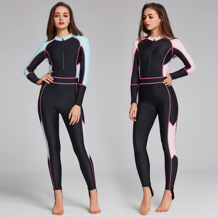 Sbart New Womens One Piece Diving Suit Sunscreen Long Sleeve Swimwear