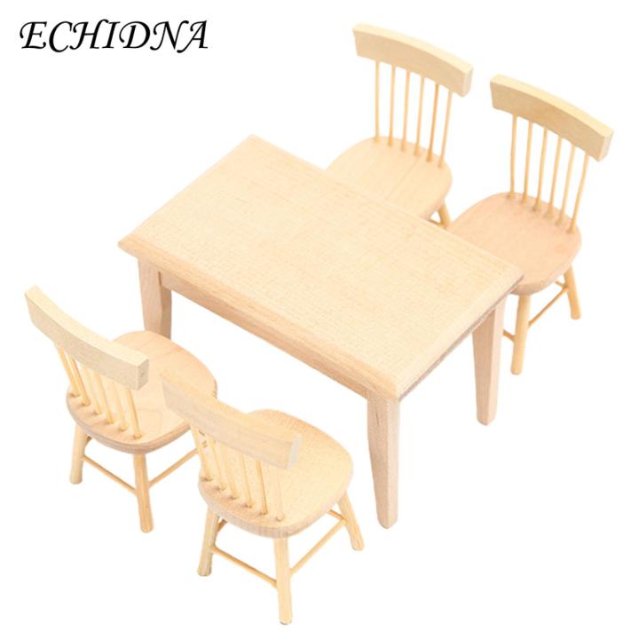 ECHIDNA Miniature Table Kit Realistic Mini Wooden Dinner Table Chair ...
