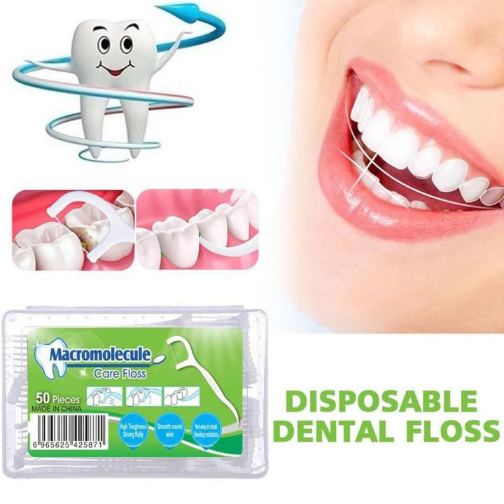 Disposable Dental Floss 50pcs Interdental Cleaning Toothpicks With ...