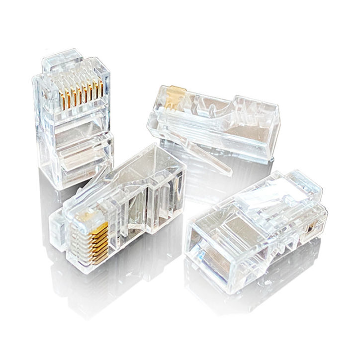 RJ45 Connector Plugs Network Cable Modular Pass Through Computer CAT5 ...