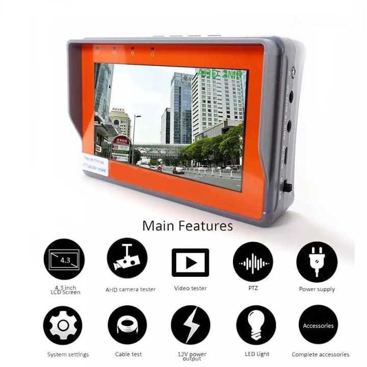 CCTV Tester Monitor 4.3Inch AHD 2MP Analog Camera Testing UTP Cable ...