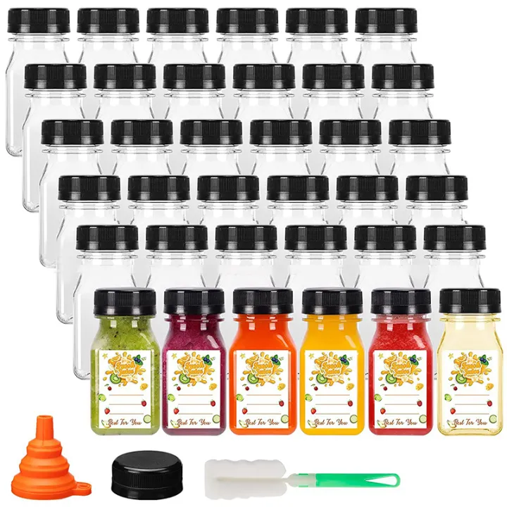 4Pcs 120ML Clear Drink Containers Plastic Reusable Empty Juice Bottles ...