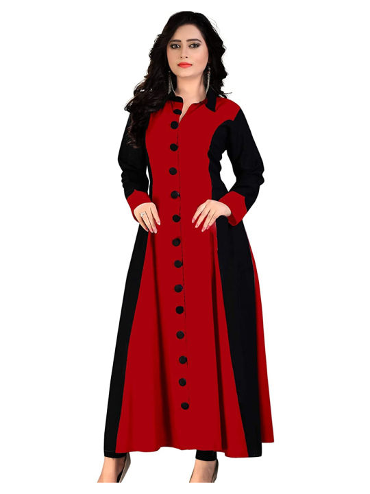 Women Double Color A-Line Design Frock | Daraz.lk