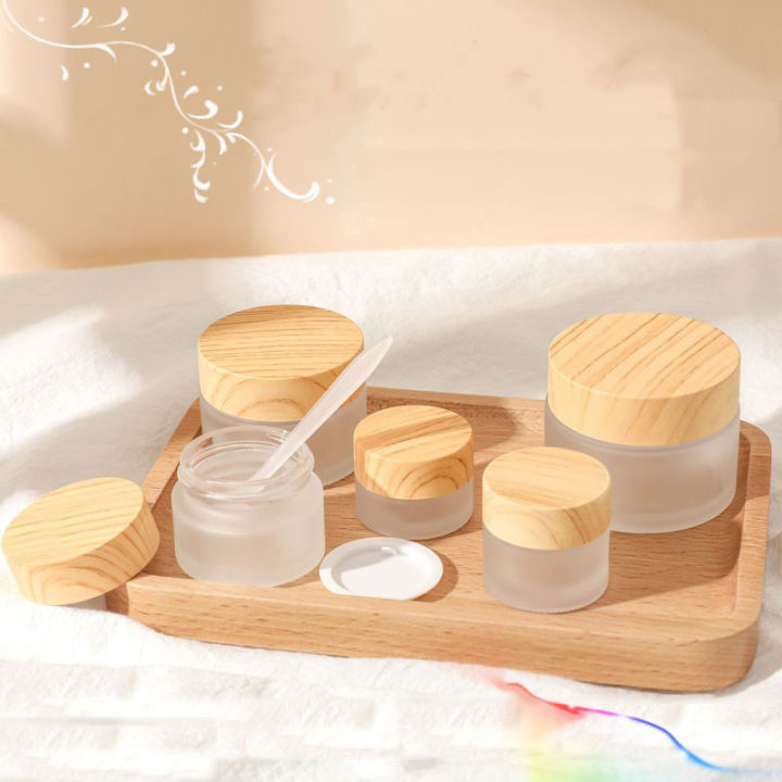 5g-100g Frosted Glass Bottle With Lid Portable Empty Facial Cream ...