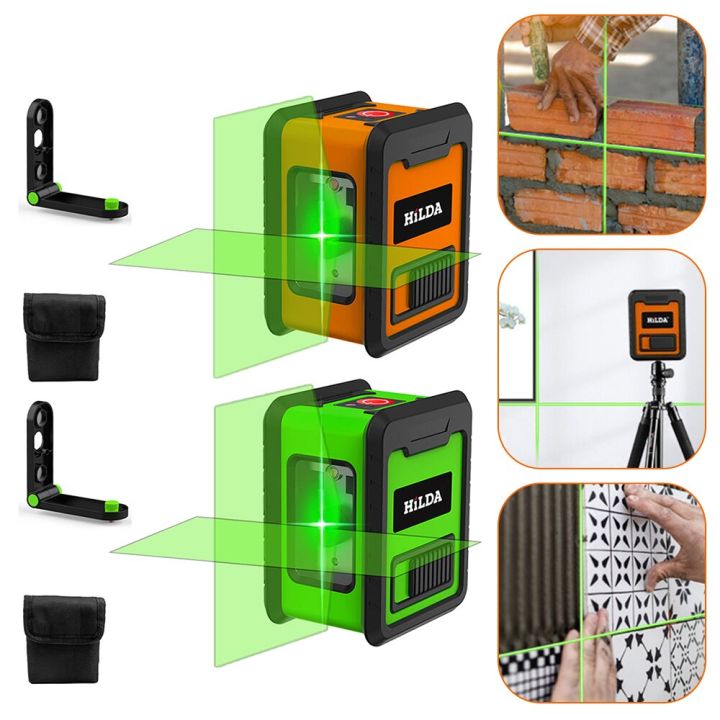 Cross-Line Casters 2 Lines Green Laser Vertical Horizontal Line Projector High Precision Level ...