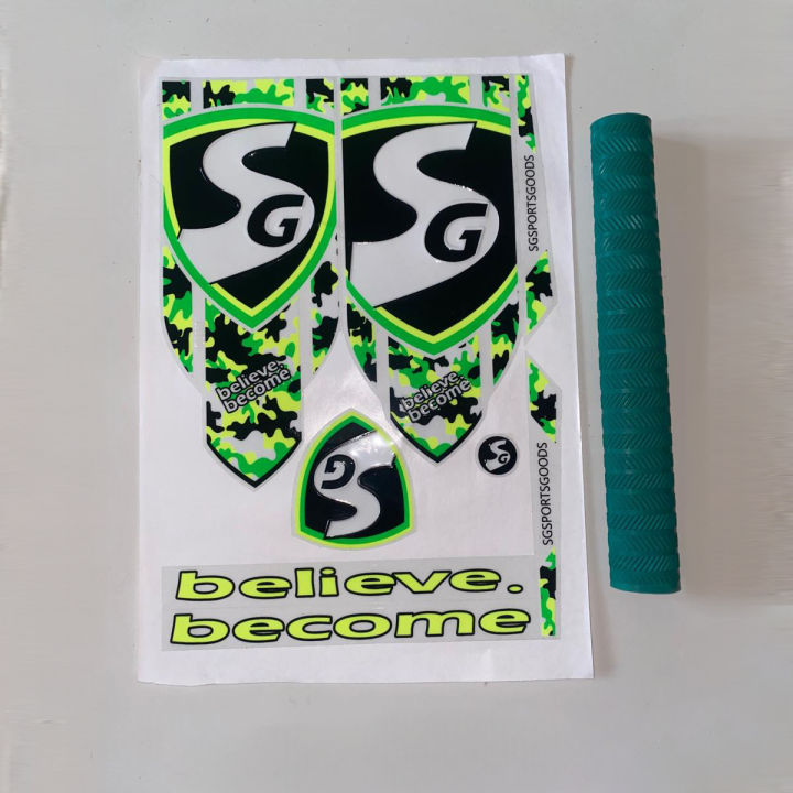 3D Embossed Leather Cricket Bat Stickers & Grip Two in One Package ...