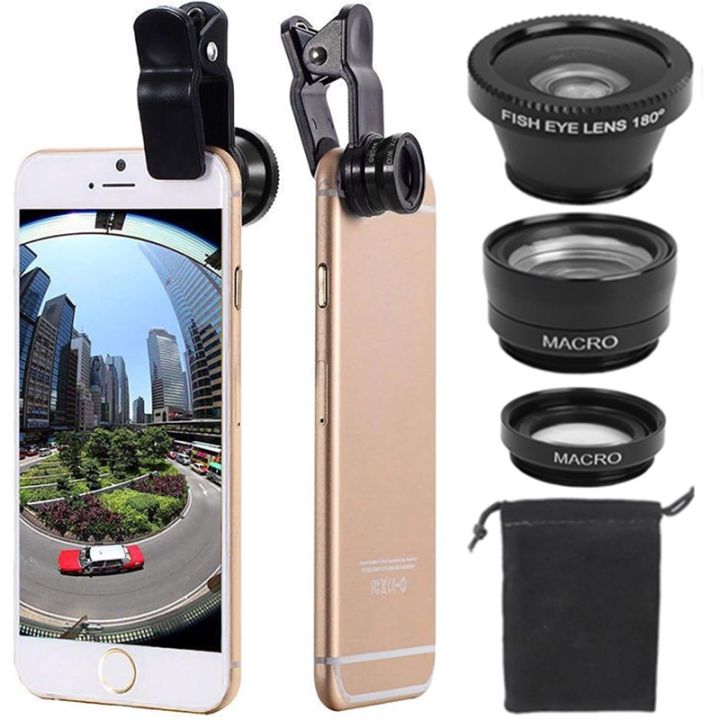 3 in 1 Fisheye Wide Angle Camera Lens for Phone Camera Lens Clip Macro ...