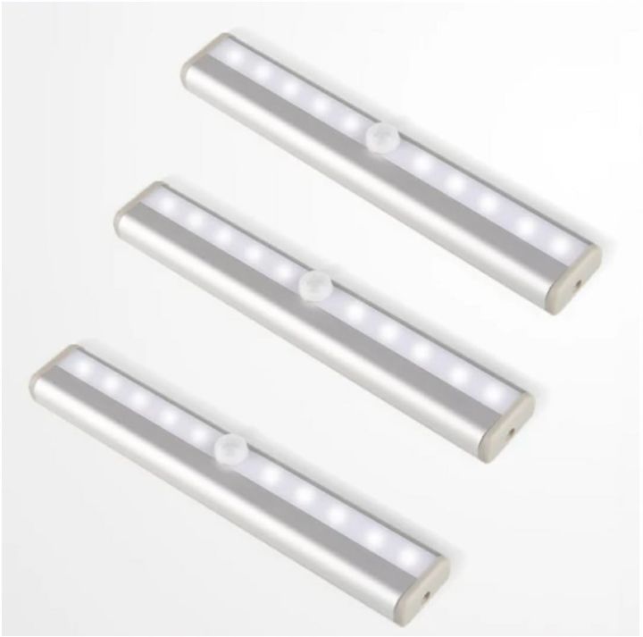 10 LED Aluminum Led Motion Sensor Battery Operated PIR Lamp Indoor ...