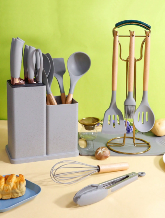 Complete Silicone 19-Piece Kitchen Utensils Set, Food-Grade Quality ...