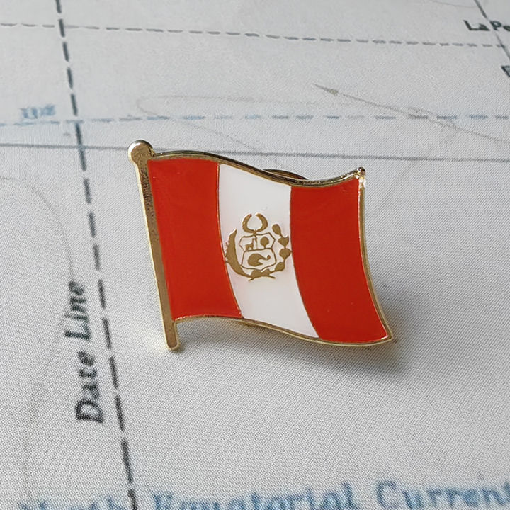 Peru National Flag Crystal Epoxy Metal Enamel Badge Brooch Collection ...