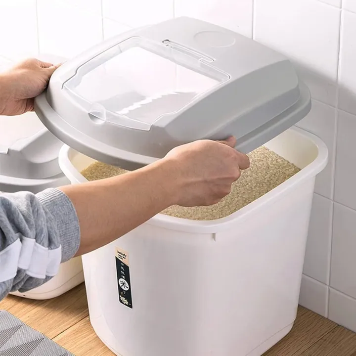 Plastic Rice Bucket 10kg Airtight Rice Storage Container - Keep Your ...