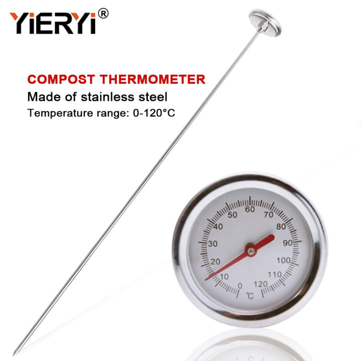 YIERYI 500mm Long Probe Stainless Steel Compost Soil Temperature ...