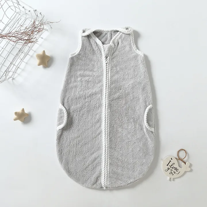 Baby Vest Sleeping Bag Coral Fleece Thick Newborn Swaddling Sleeping ...