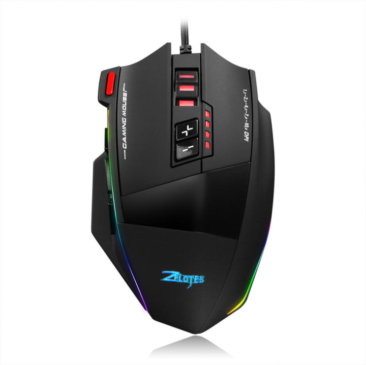 Zelotes C-13 Wired Gaming Mouse 13 Programming Keys Adjustable 10000DPI ...