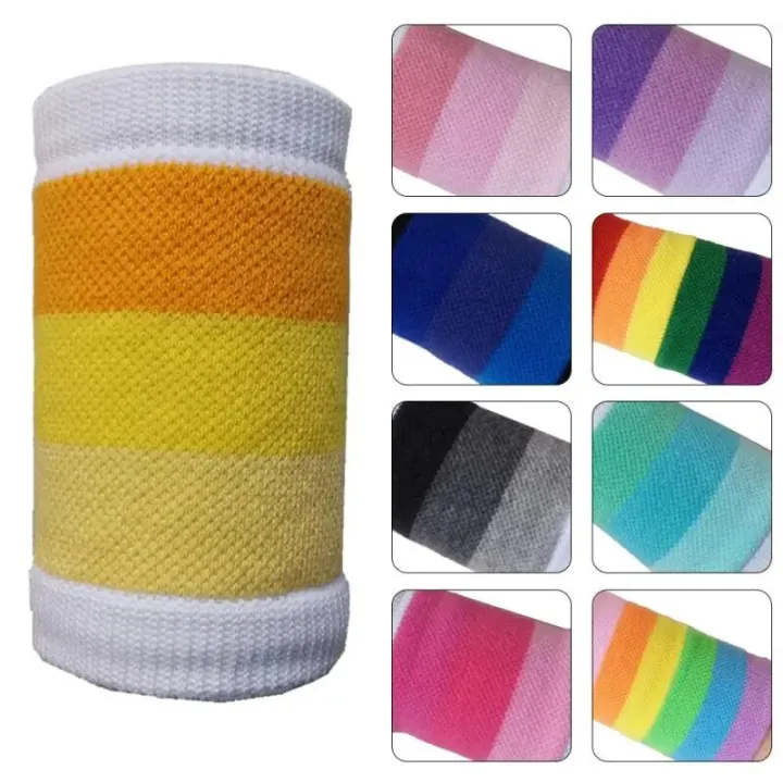 1PCS Cotton Wristbands Wrist Support Sport Sweatband Hand Band Sweat ...