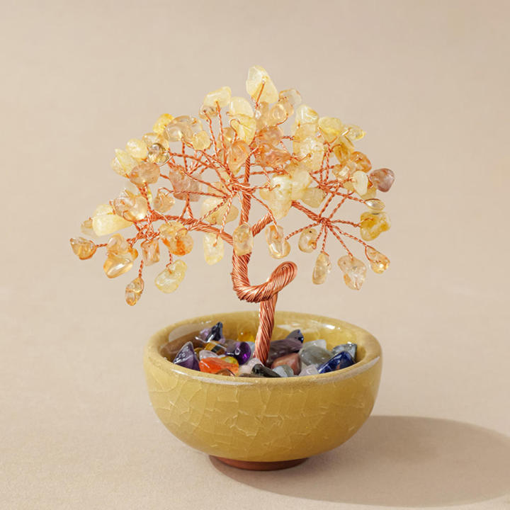 Healing Treasure Pot Feng Shui Desktop Ornament Lucky Miniature Citrine ...