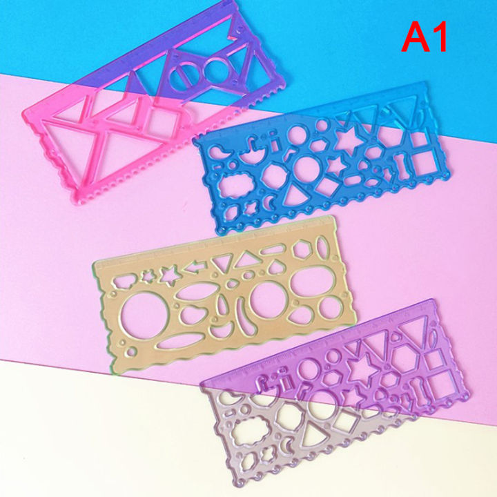 Funny nature scene drawing pattern ruler 1 set of 4 pieces Different ...