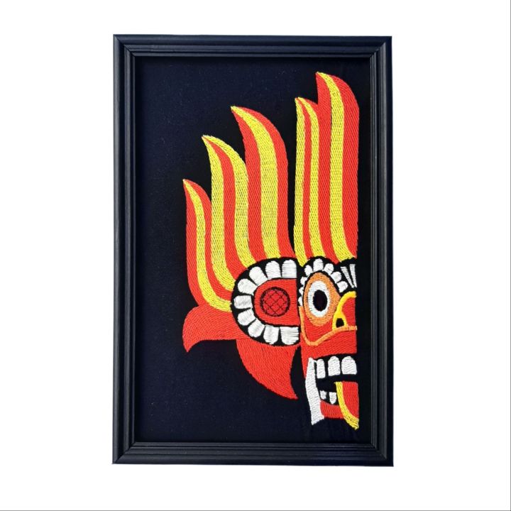 Traditional Sri Lanka Devil Raksha Mask Embroidery – Framed Wall Art ...