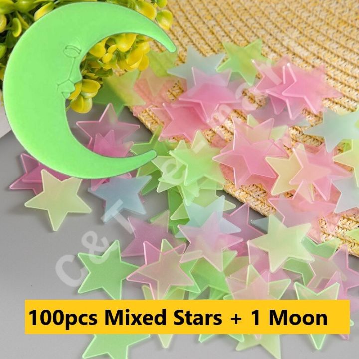 Moons + 100 Pieces Star Stickers High Quality 3D Light Emitting Stars ...